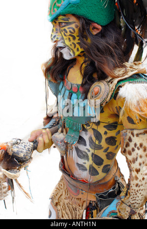 Portrait male mayan warrior in dress costume Riviera Maya Mexico Stock ...