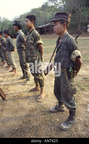 KNLA boy soldiers at roll call Manerplow Kawtholei Burma Stock Photo ...