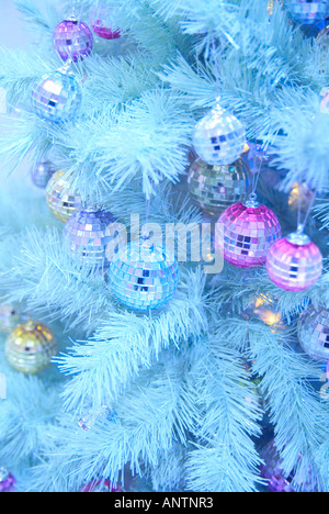 Christmas tree decoration in white room winter Stock Photo - Alamy