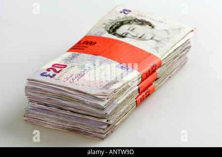 1000 £20 POUND ENGLISH STERLING NOTES Stock Photo - Alamy