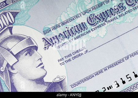 American Express 1000 dollar travelers cheque closeup Stock Photo - Alamy
