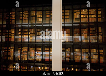 British Library inside with a enormous bookcase London Stock Photo - Alamy