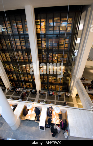 British Library inside with a big bookcase London Stock Photo - Alamy