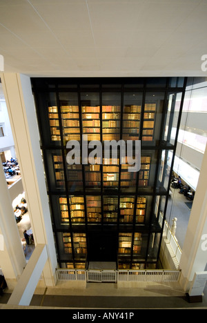 British Library inside with a enormous bookcase London Stock Photo - Alamy