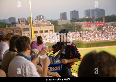 ILLINOIS Chicago Crowd in stands Wrigley Field watching night game ...
