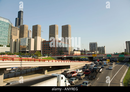 ILLINOIS Chicago Traffic on Kennedy Expressway interstate highway ...