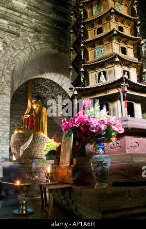 16 storey wooden pagoda in the beamless Hall, Xiantong Temple, brick ...
