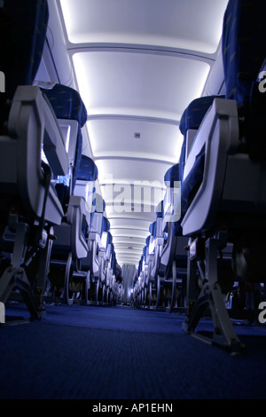 Interior of an aircraft, stewardess, rows of seats in an aircraft Stock ...