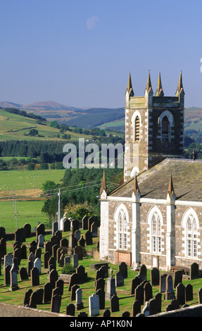 Moon above a autumn landscape Dunscore Church in Dunscore looking down ...