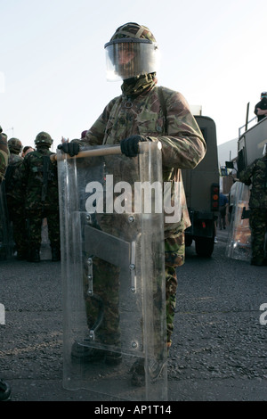 British Army soldier in riot gear with helmet and shield on crumlin ...
