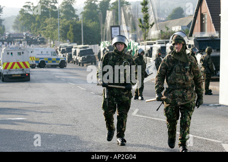 British Army soldiers with riot gear in Belfast City center during The ...