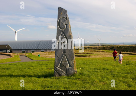 Wind farm and Gaia visitor centre near Delabole North Cornwall Stock ...