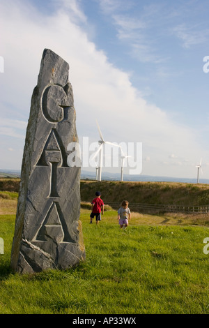 Wind farm and Gaia visitor centre near Delabole North Cornwall Stock ...