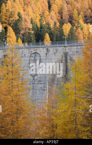 Dam wall of Gioveretto lake, Martell valley, Alto Adige, Italy Stock ...