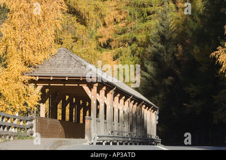 Traditional covered footbridge, South Tyrol, Italy Stock Photo - Alamy