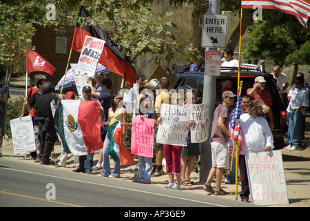 White & Hispanic demonstrators minority day laborers at a hiring Stock ...
