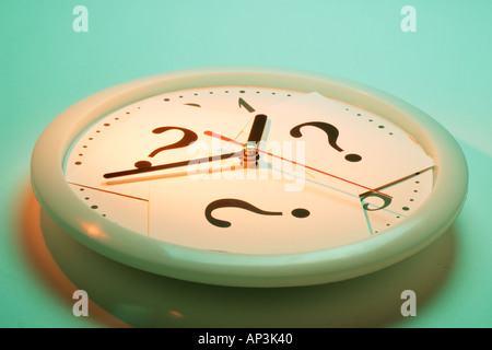 Wall Clock with Question Marks Stock Photo - Alamy