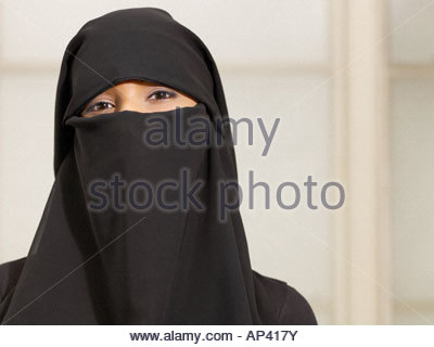 WOMAN WEARING BURKA HEADWEAR RE ETHNIC MINORITY MUSLIM ISLAM FOREIGN ...