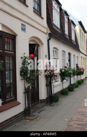 Pretty street buildings in Toenning Germany Stock Photo - Alamy