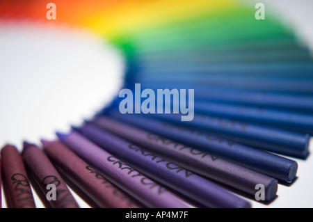 Colored crayons arranged in curved spectrum Stock Photo - Alamy