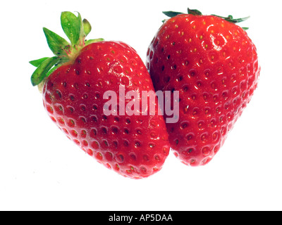 Isolated fruits - Two Strawberries Together on white background Stock ...