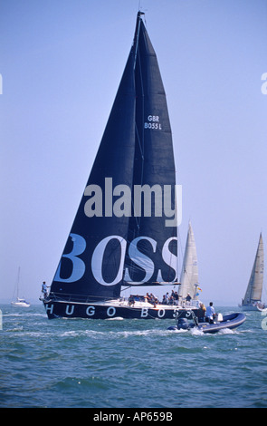 The Farr 65 design yacht Hugo Boss racing off the Isle of Wight ...