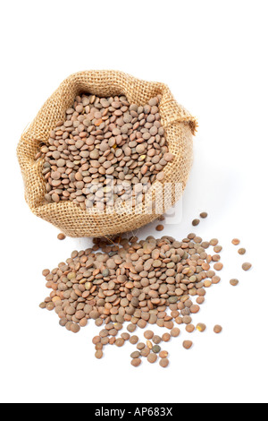 some lentils over a burlap sack Stock Photo - Alamy