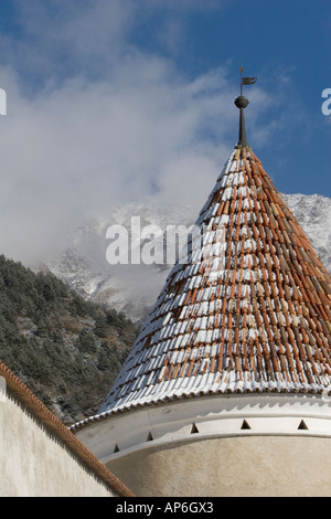 roof of round turret of Goldrain castle, Italy Stock Photo - Alamy