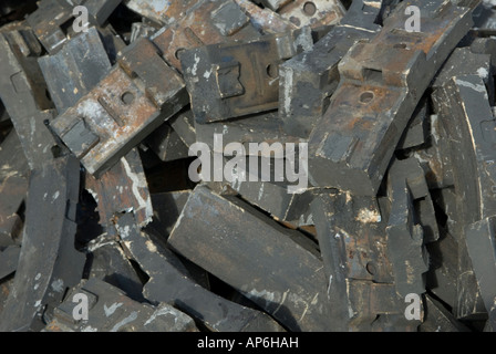 Old brake shoes from a railway locomotive Stock Photo - Alamy