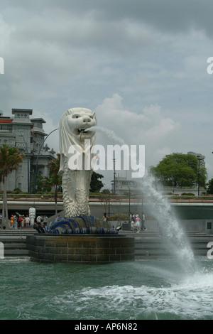 The Merlion, Singapore River, Singapore. Half-lion and half fish, the ...