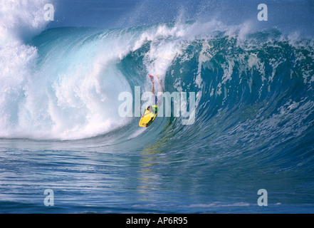 Boogie Boarding in big waves at Waimea Bay, Oahu, Hawaii, USA Stock ...
