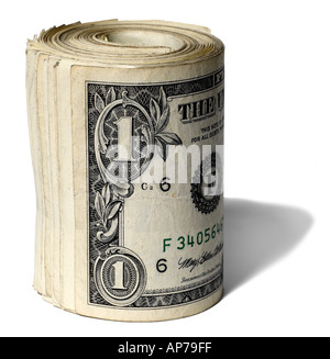 Money Wad in Cash Symbol Isolated on White Stock Photo - Alamy