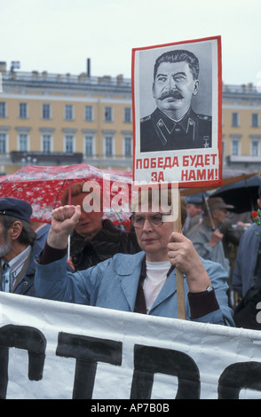 Russia St Petersburg elderly Stalin supporter demonstrating on Palace ...