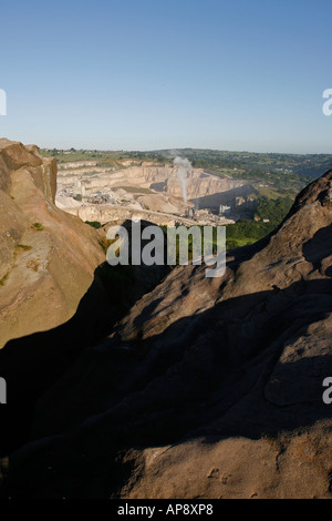 Middleton mine viewed from Black rocks Derbyshire Dales Peak District ...