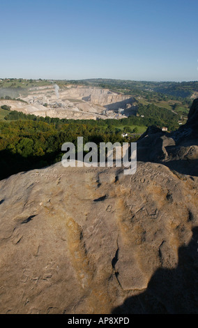 Middleton mine viewed from Black rocks Derbyshire Dales Peak District ...