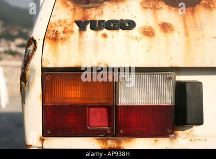 Detail of an old Yugoslavian car Yugo in Sutomore, Montenegro Stock ...