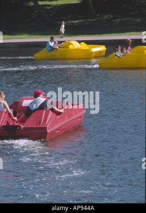 Boating on the Boating Lake, Littlehampton, West Sussex, England Stock ...