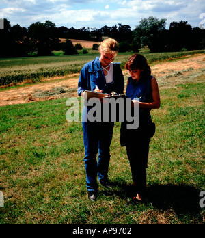 Two students Geography fieldwork studying land use using a clinometer ...