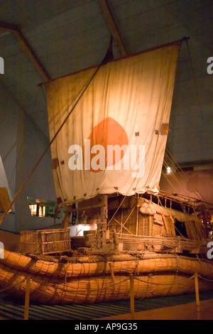 Living quarters of Ra II balsa Raft Kon Tiki Museum Oslo Norway Stock ...