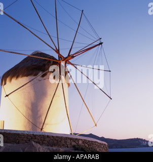 Windmill with sails Mykonos Greece Aegean Islands Stock Photo - Alamy