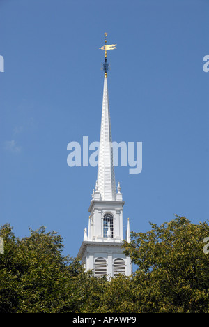 Old North Church steeple and Boston Harbor US Coast Guard station ...