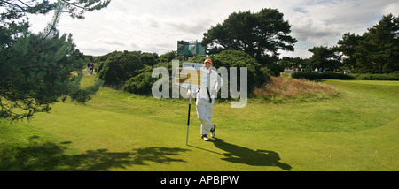 Open golf scorer with scoreboard Stock Photo - Alamy