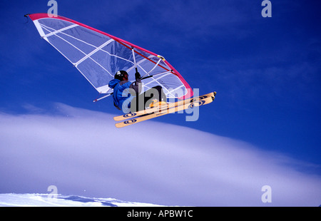 Wingsurfing action with a Skywings Skimbat Stock Photo - Alamy