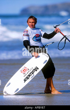 Danny Seales kite surfing action on Flag Beach Stock Photo - Alamy