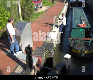 Canal lock sluice gate operating gear Stock Photo - Alamy