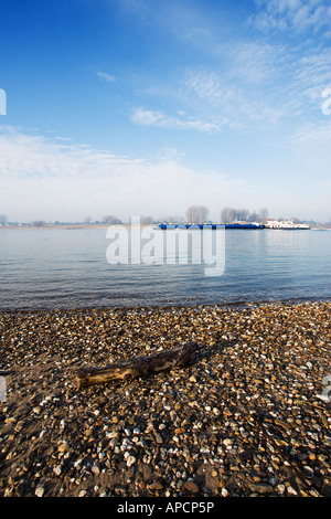 Cargo ship on the river Rhine at Duisburg, North Rhine-Westphalia ...