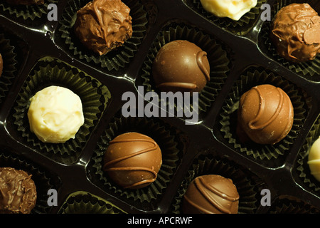 A mix of light milk & dark chocolates in a tray Stock Photo - Alamy