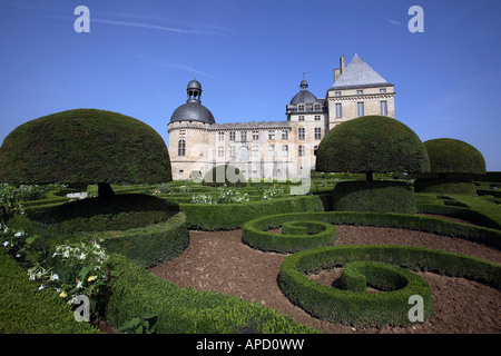 France, Dordogne, Hautefort, the castle gardens (aerial view Stock ...