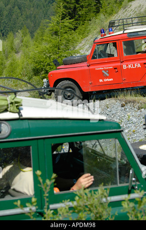 Various Land Rover and people at an off roading event in the Austrian ...