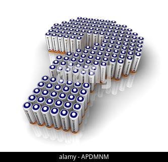 Many batteries forming question mark Stock Photo - Alamy